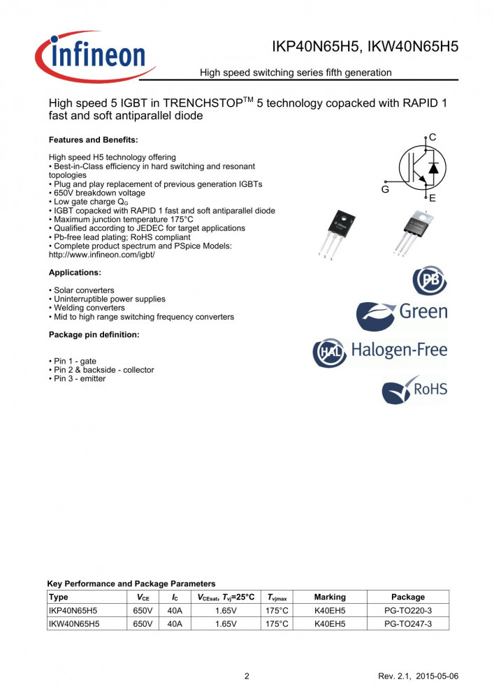 IKW40N65H5 datasheet page 2