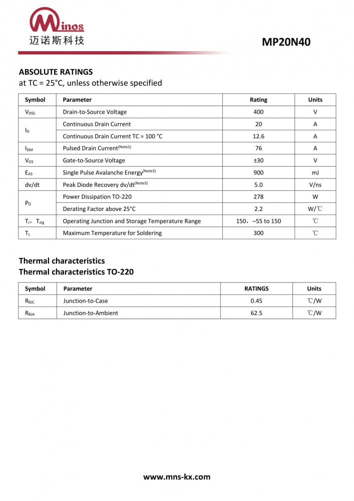 MP20N40 datasheet page 2