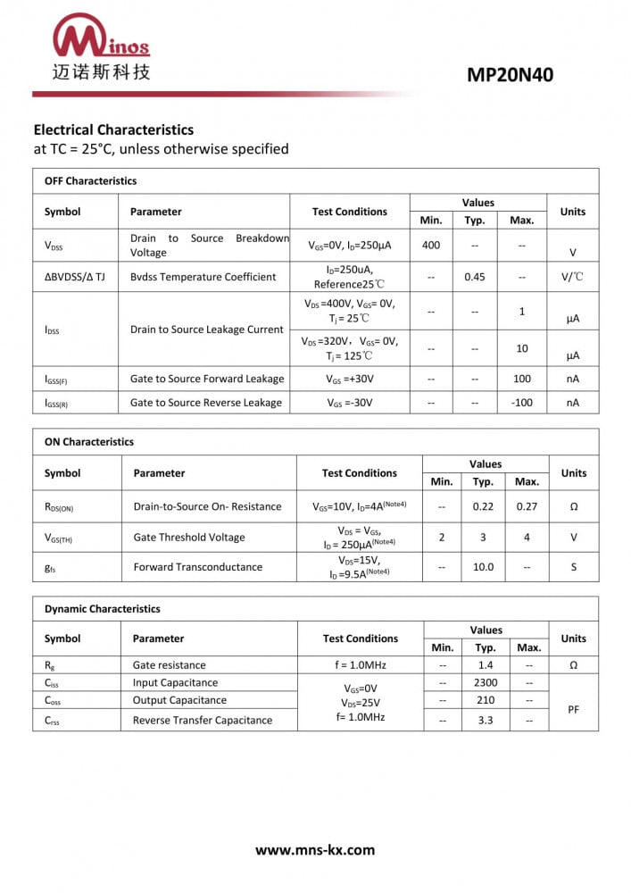MP20N40 datasheet page 3