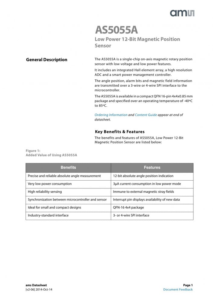 AS5055A datasheet page 1