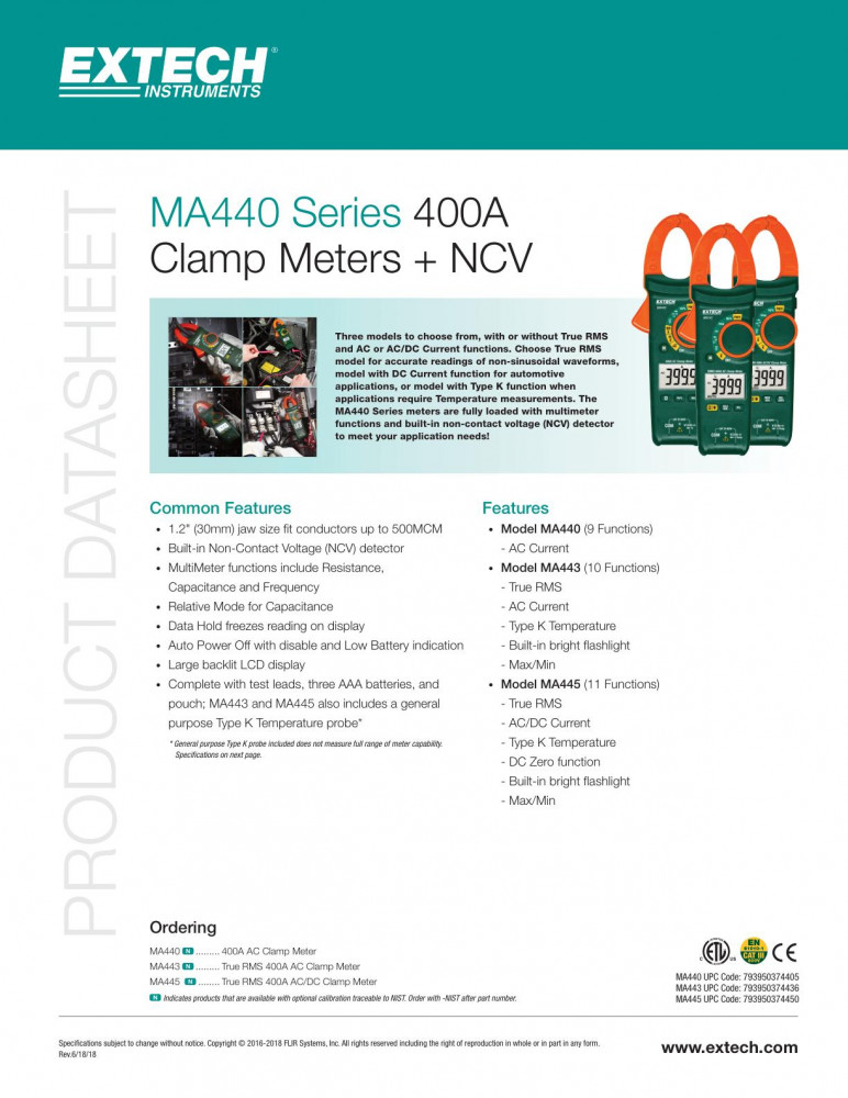 MA440 Series technical document, page 1