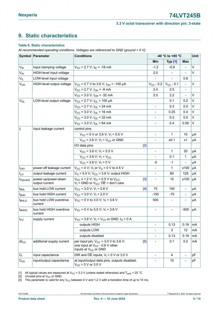74LVT245BD datasheet page 5