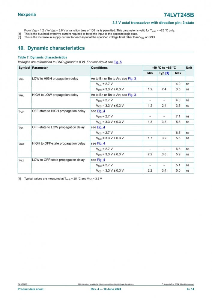 74LVT245BD datasheet page 6