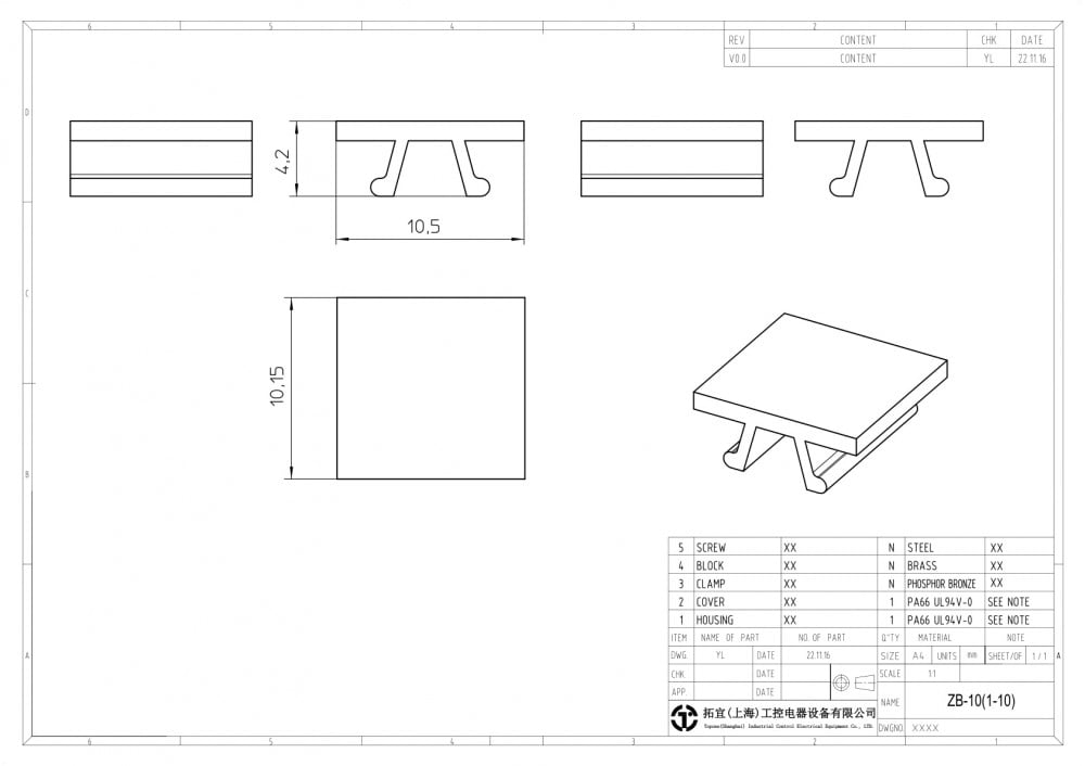 Toponelec ZB10(1-10) technical drawing preview