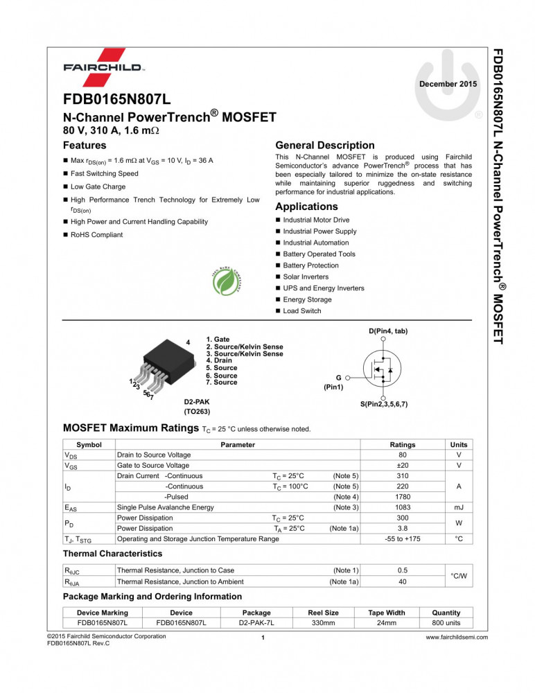 FDB0165N807L datasheet page 2