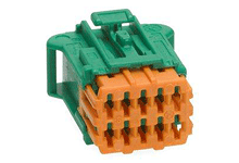 NSCC Unsealed Female Housing, 10 Circuits, Dual Row, Green,  Version 2 with Ear for sale
