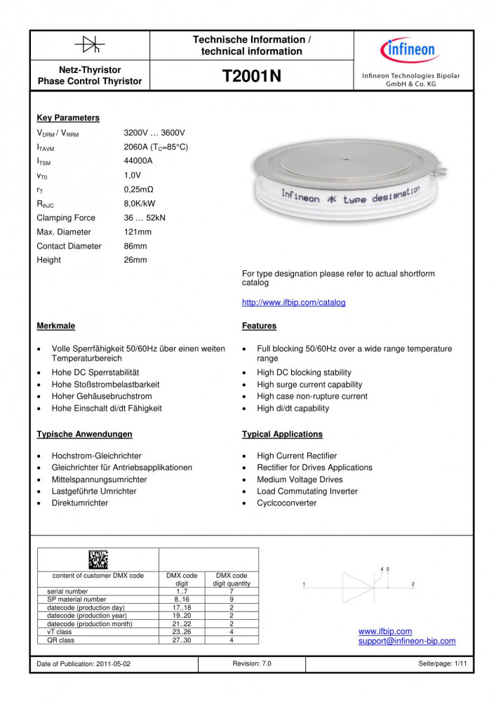 T2001N technical document page 1