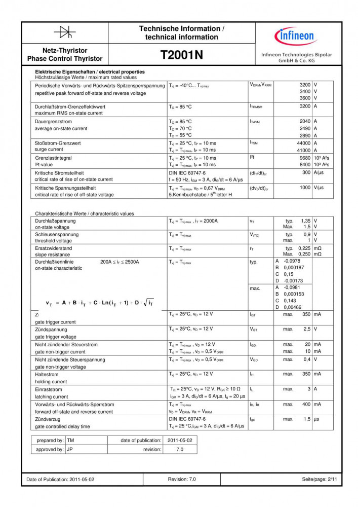 T2001N technical document page 2