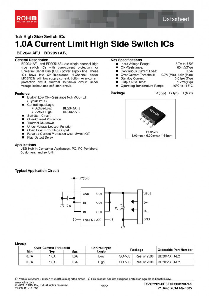 BD2051AFJ-E2 datasheet page 1