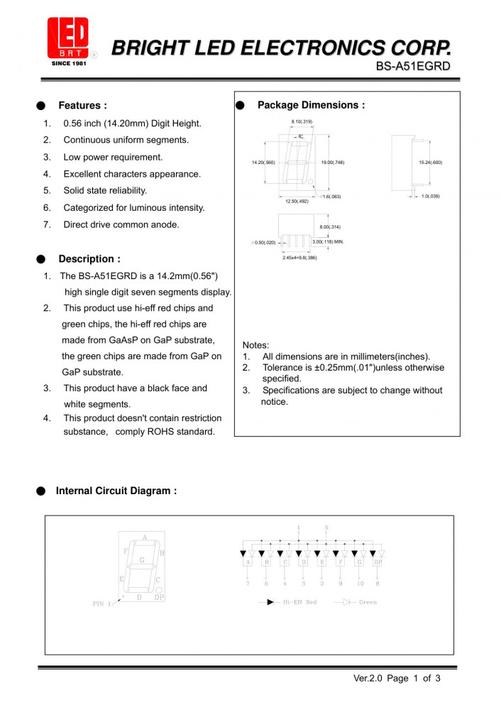 BS-A51EGRD datasheet page 1