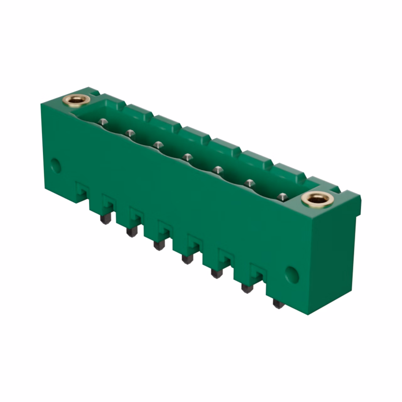 5.00mm Pitch Eurostyle Vertical PCB Header, with Threaded Retention Inserts, Green Housing, 7 Circuits for sale