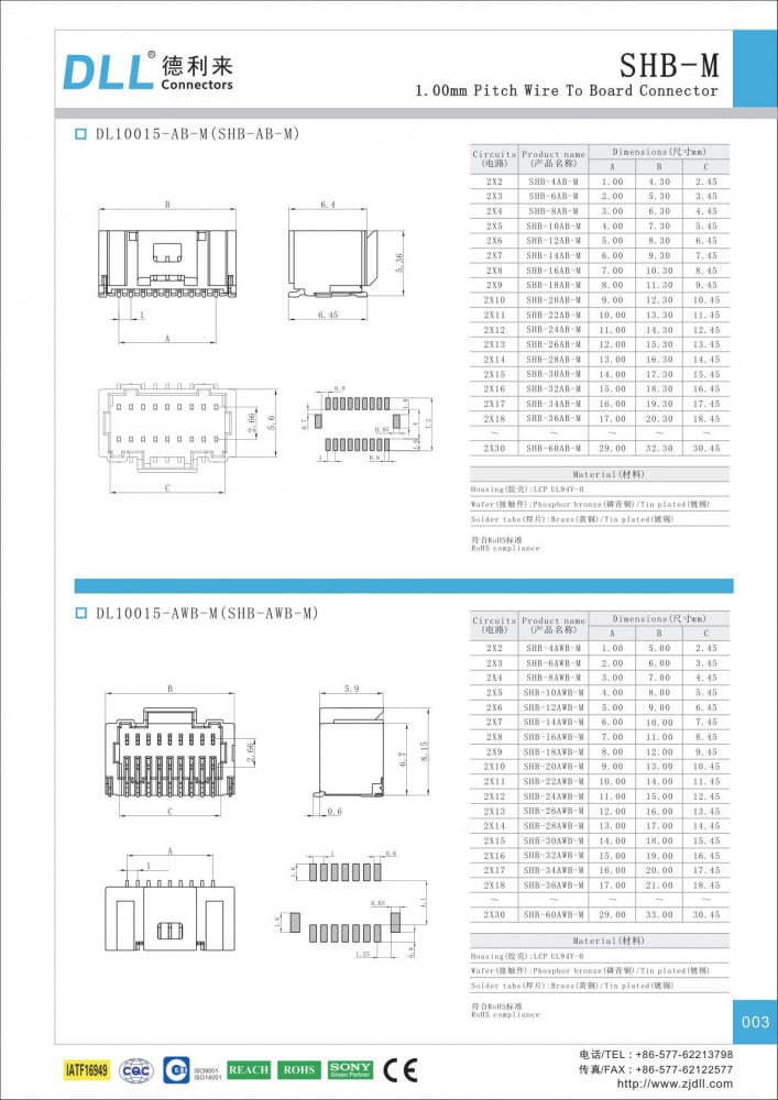 DLL SHB connector datasheet page 3
