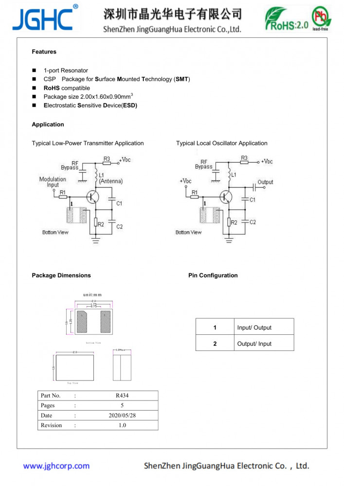 B21D339210A010CT SAW resonator datasheet page 2
