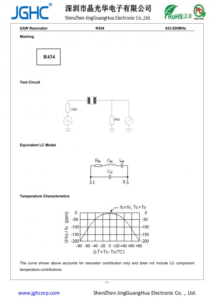 B21D339210A010CT SAW resonator datasheet page 3