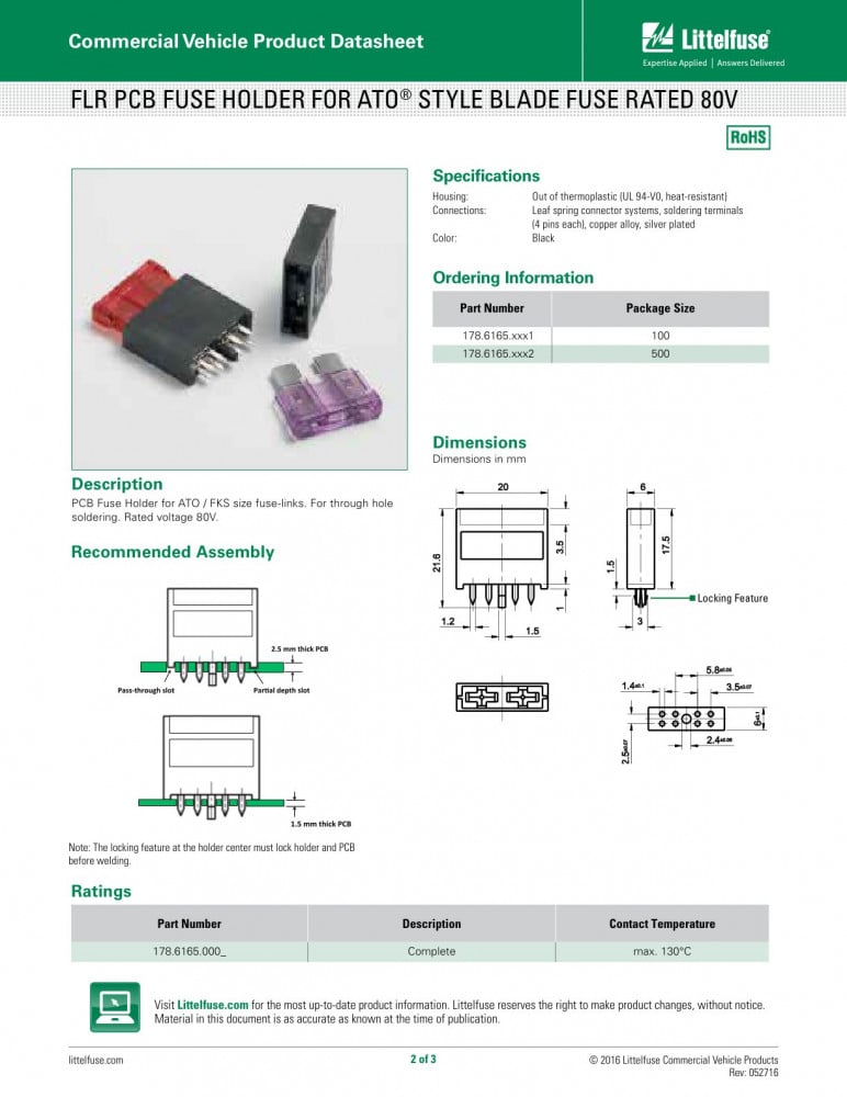 Littelfuse FLR PCB fuse holder technical document page 2