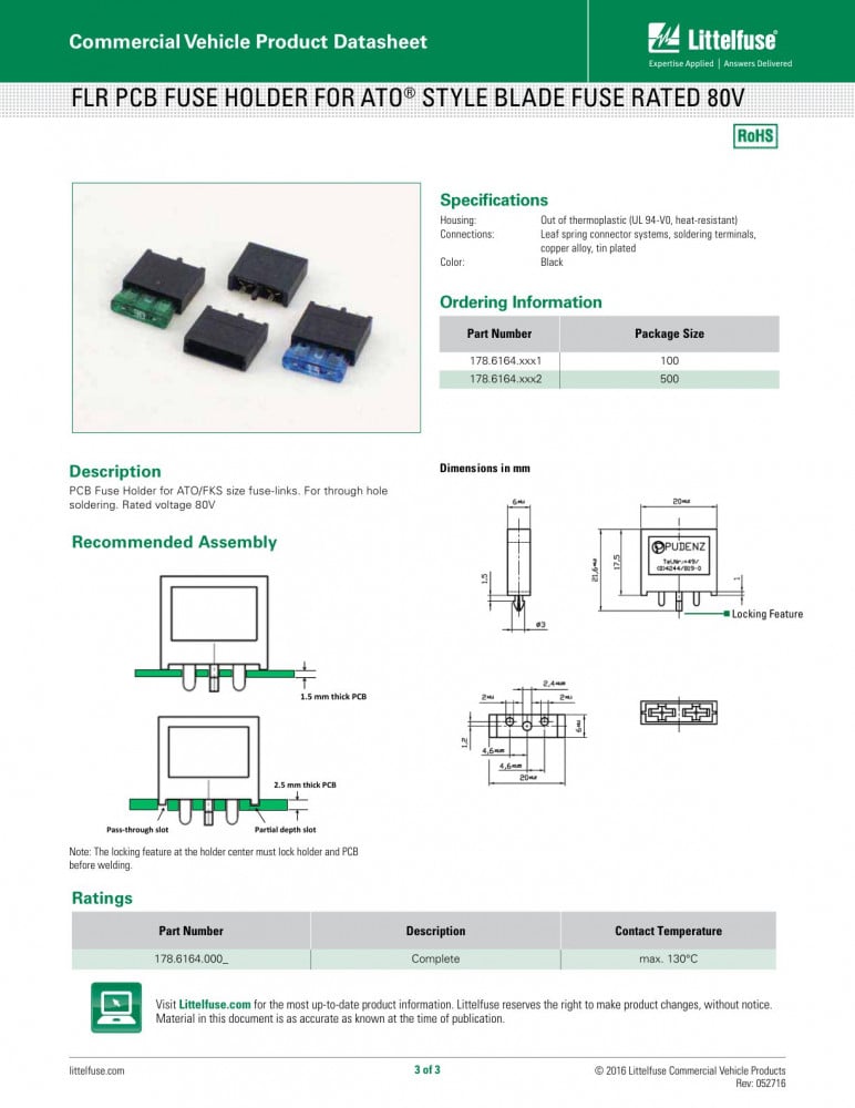 Littelfuse FLR PCB fuse holder technical document page 3