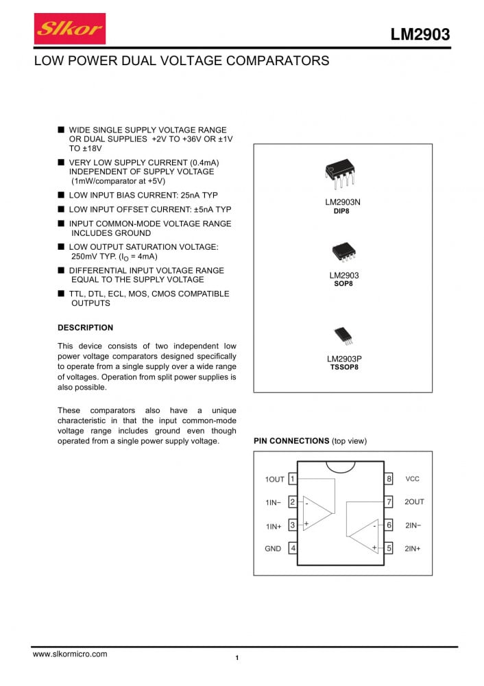 LM2903 datasheet page 1