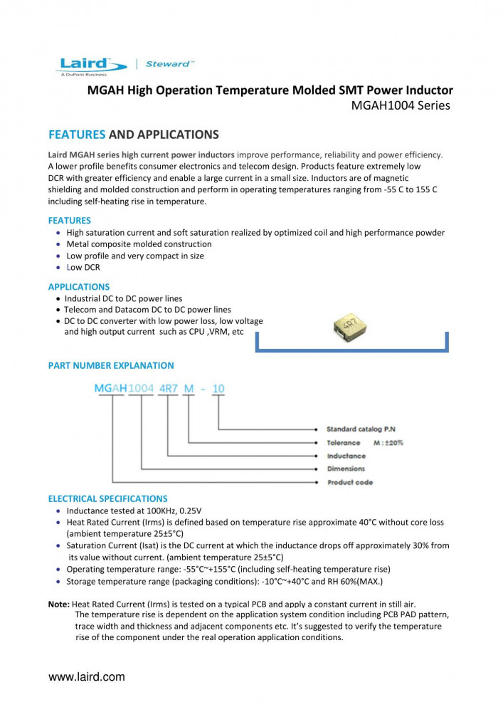 Laird MGAH1004 datasheet page 1