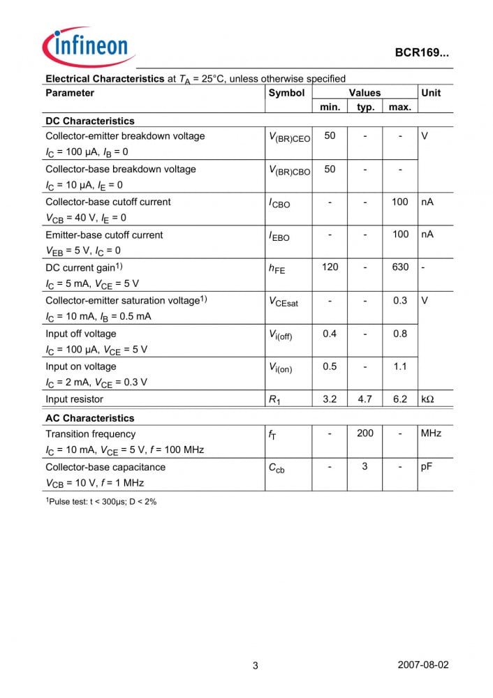 BCR169 datasheet page 3