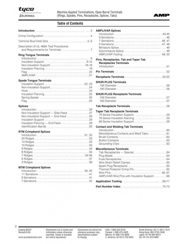 TE Connectivity terminal catalog page 2
