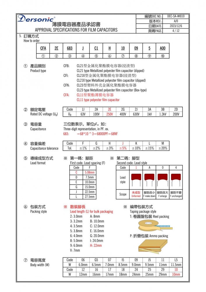 Dersonic approval specification page 5