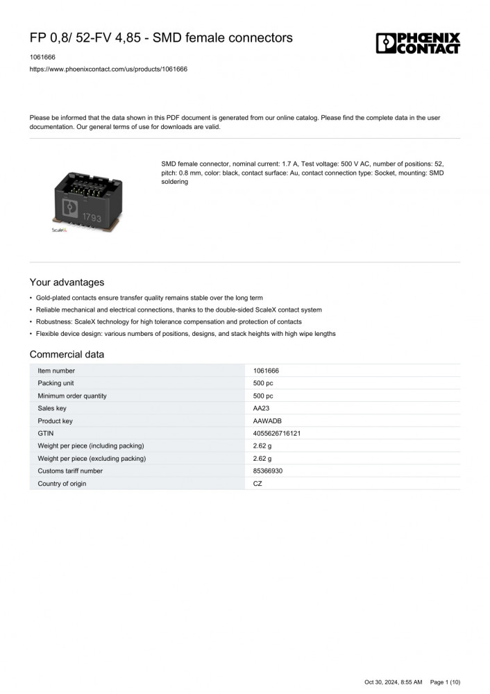 Phoenix Contact 1061666 technical document page 1
