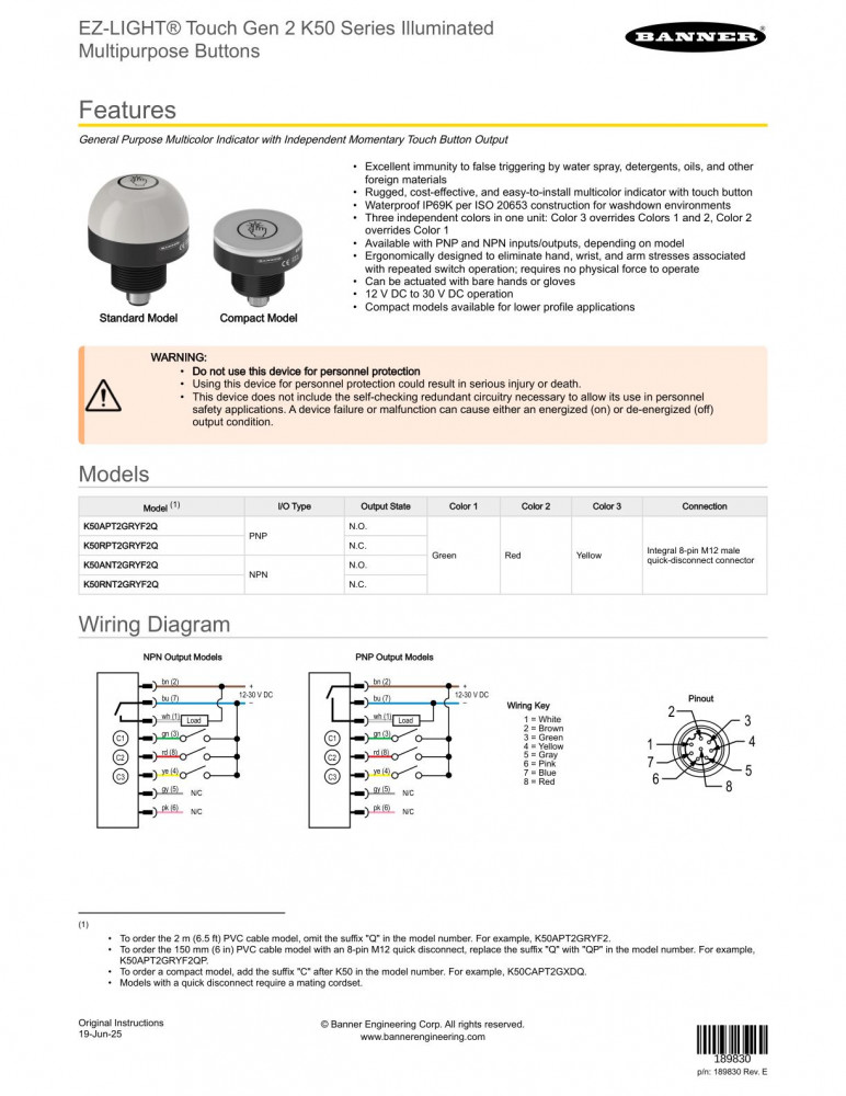 K50 product document page 1