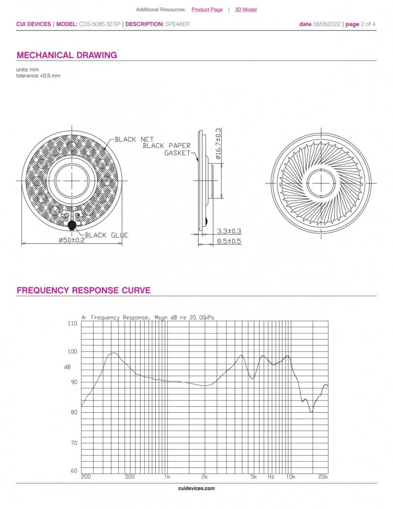 CDS-5085-32-SP technical document page 2