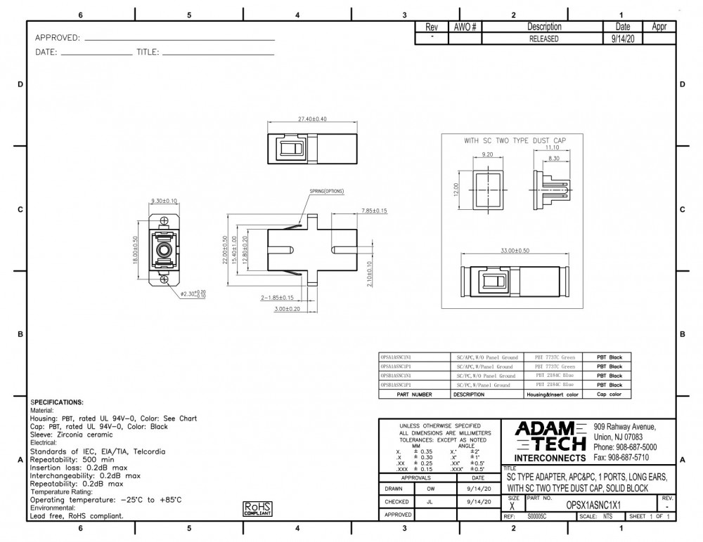 ADAM TECH SC adapter drawing preview