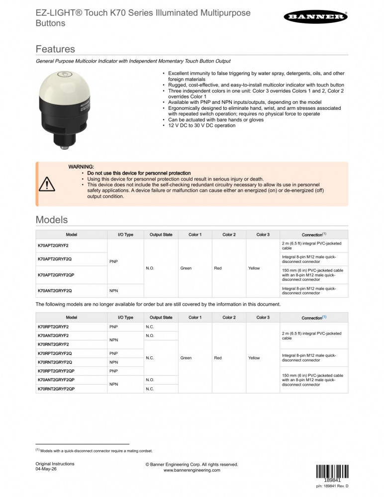K70APT2GRYF2Q technical document page 1