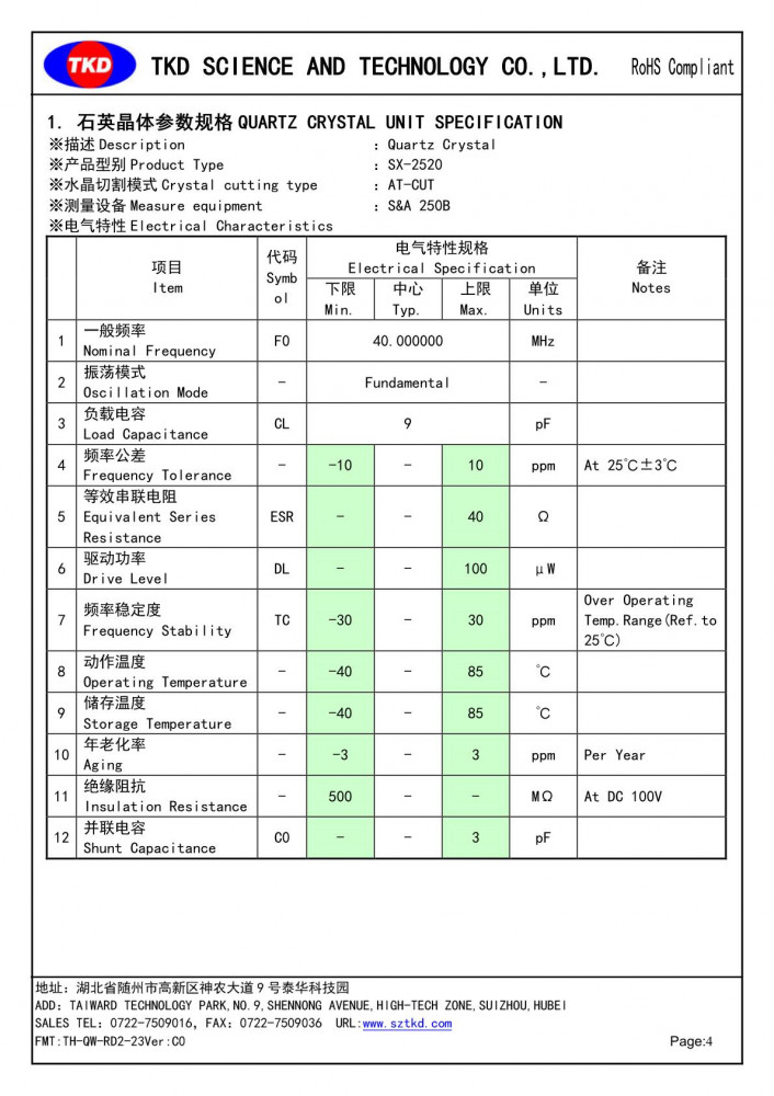 TKD SX25Y040000B91T001 datasheet page 4