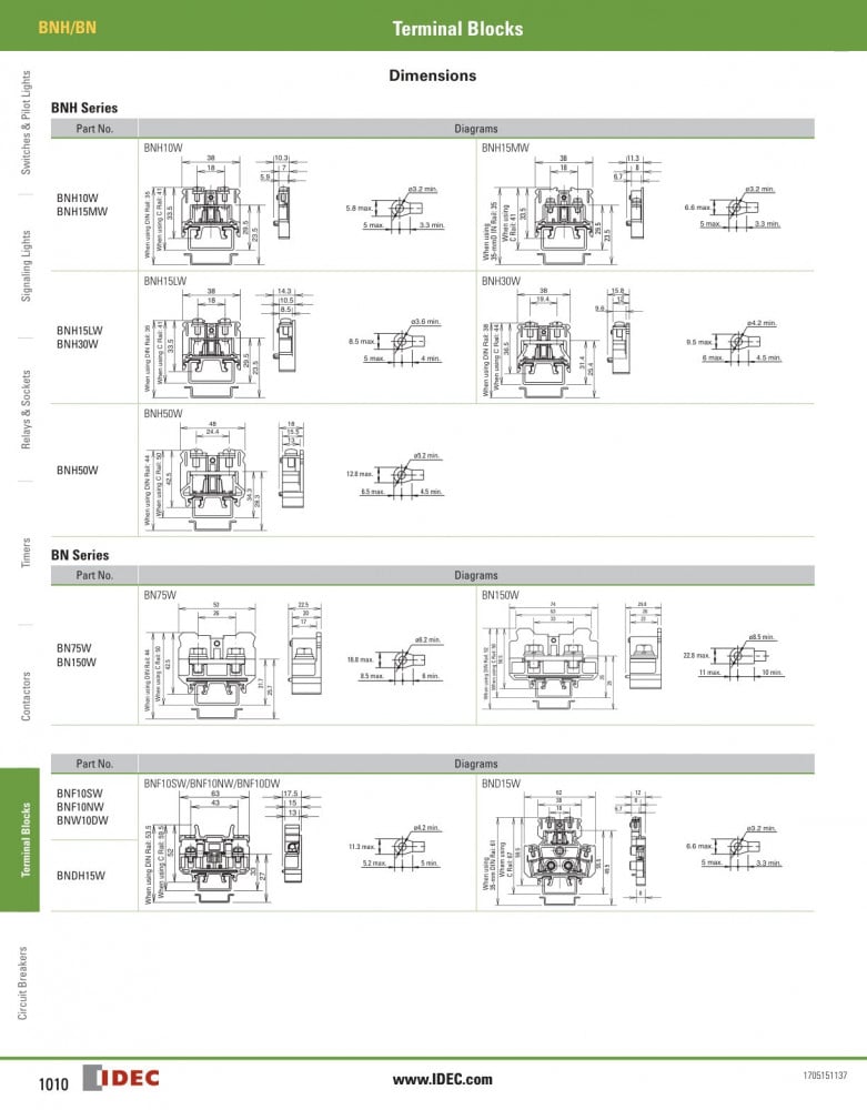 IDEC terminal block accessory details