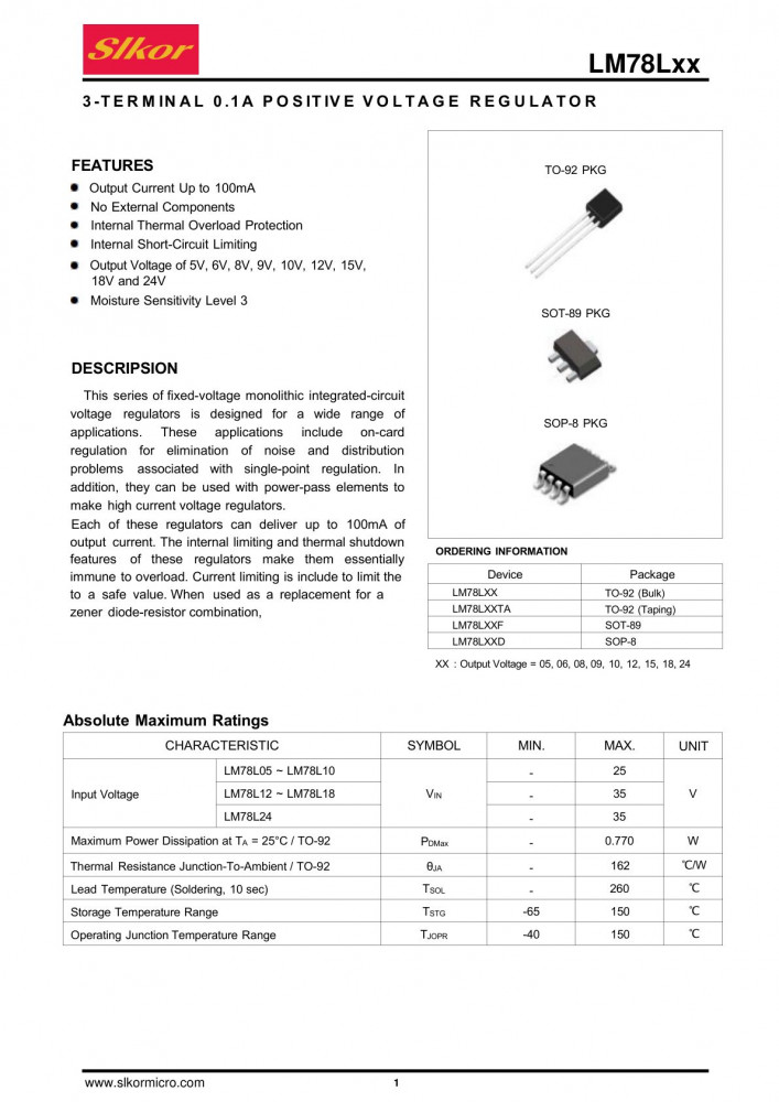 LM78L05D datasheet page 1