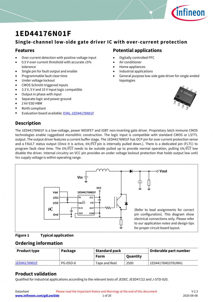 Infineon 1ED44176N01F datasheet page 1