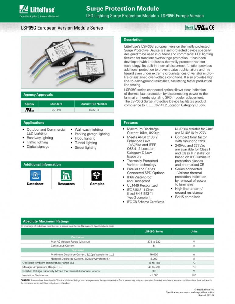 LSP05G240PX3333 datasheet page 1