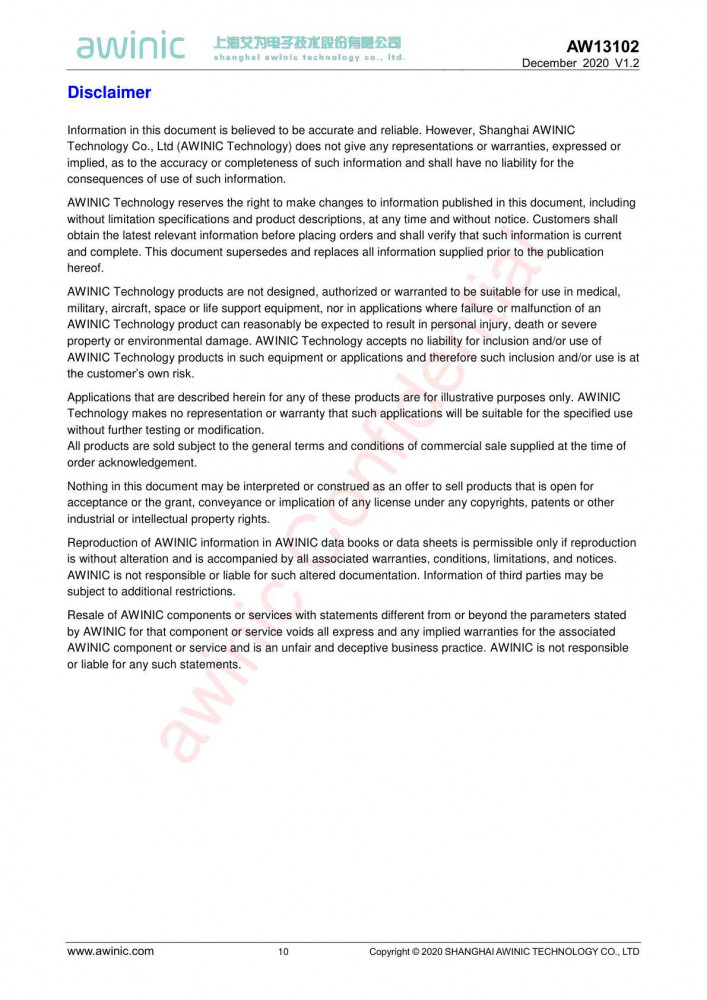 AW13102DNR datasheet page 10