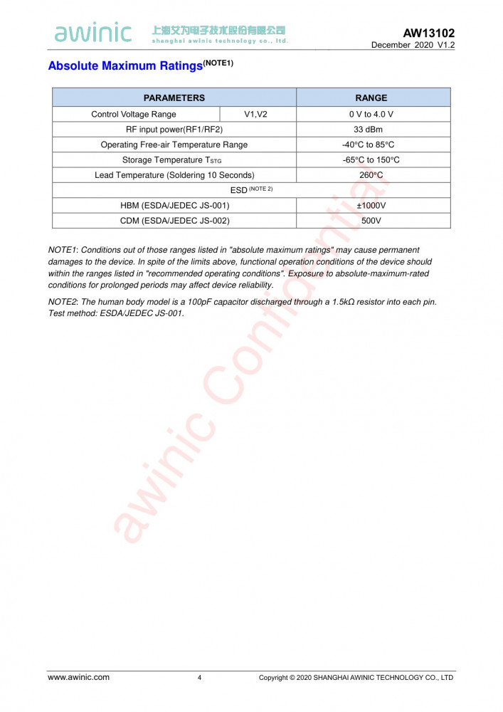 AW13102DNR datasheet page 4