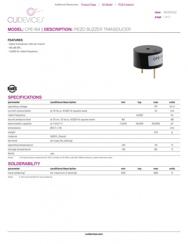 CPE-165 datasheet page 1