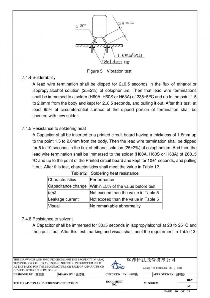 APAQ specification page 10