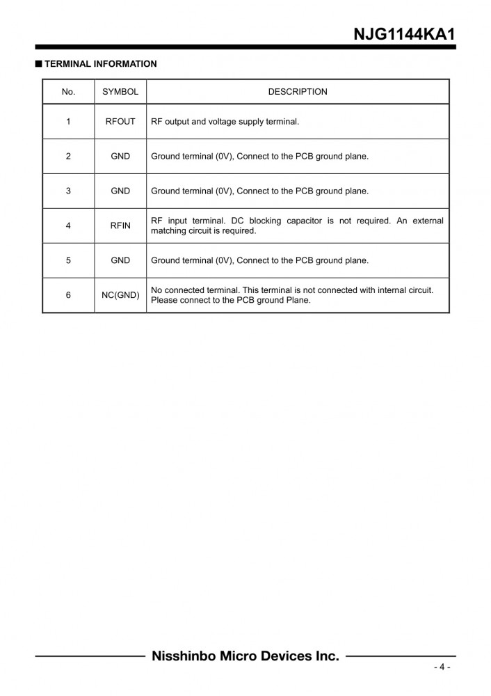 NJG1144KA1 datasheet page 4