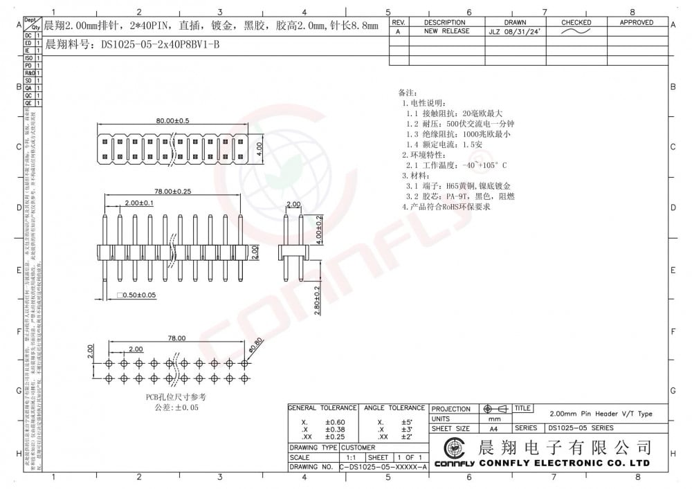 DS1025-05-2x40P8BV1-B technical drawing preview