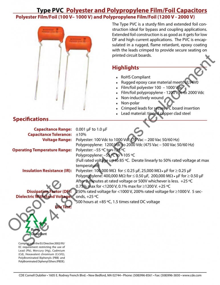 CDE Type PVC datasheet page 1