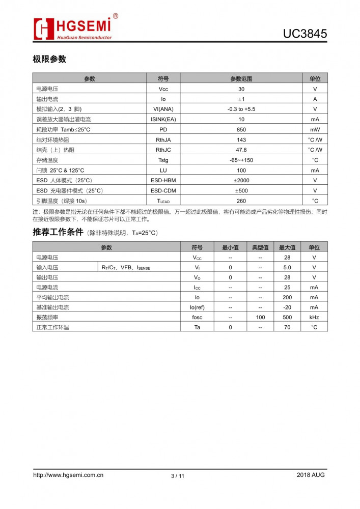 UC3845M/TR datasheet page 3