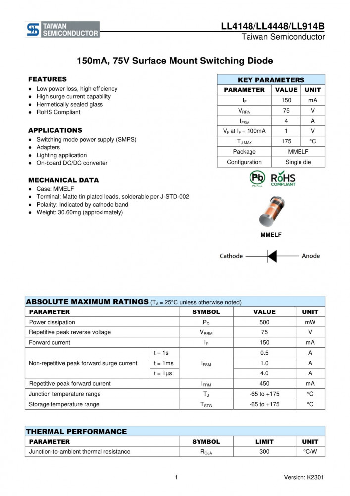 LL4448 datasheet page 1