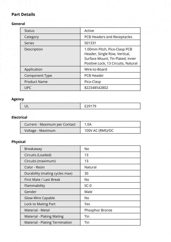 MOLEX 5013311307 technical document image, page 2