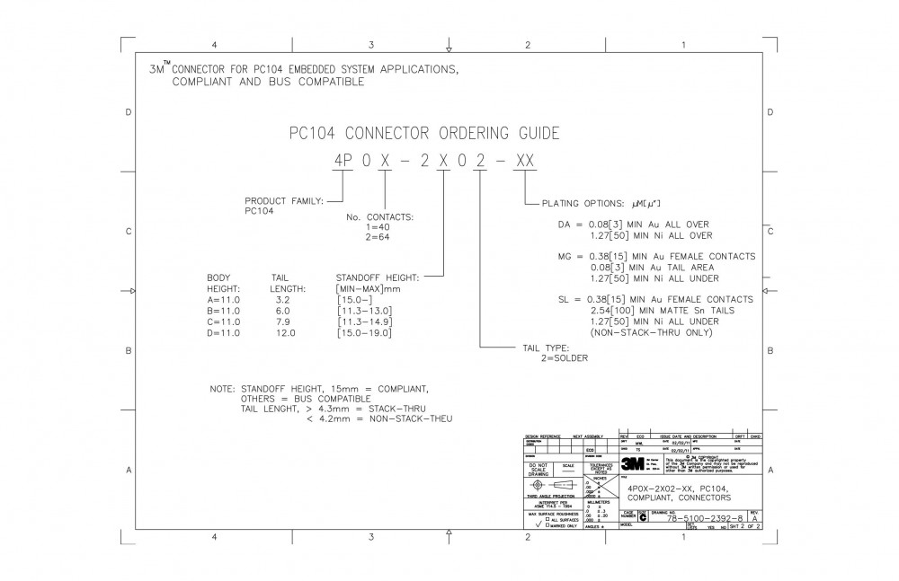 3M 4P01 and 4P02 PC104 connector drawing page 2