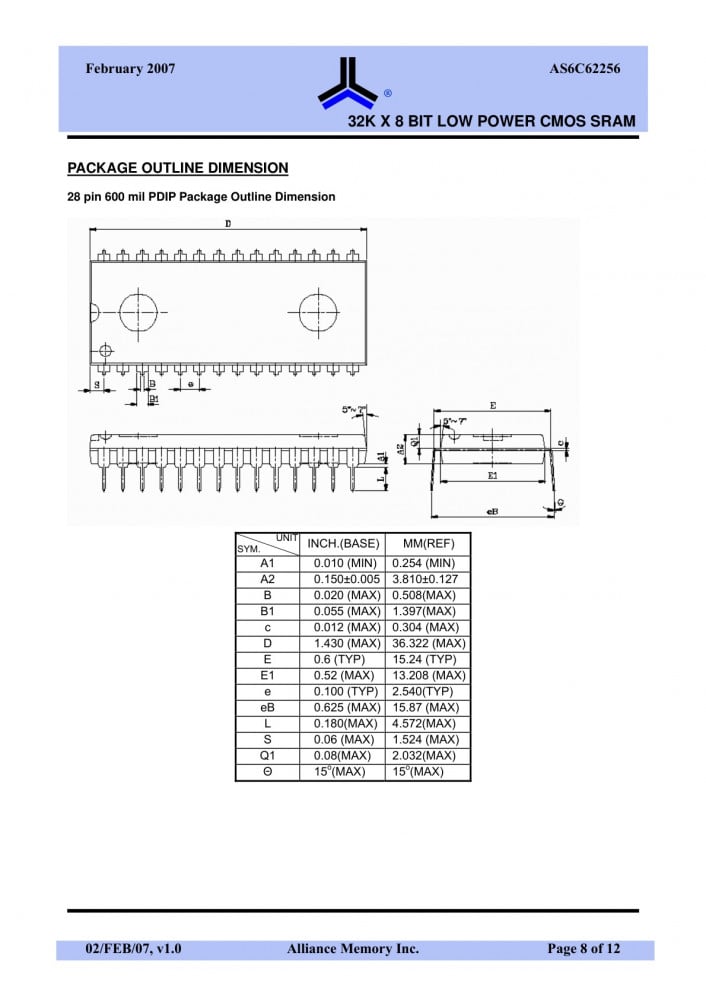 AS6C62256 datasheet page 8