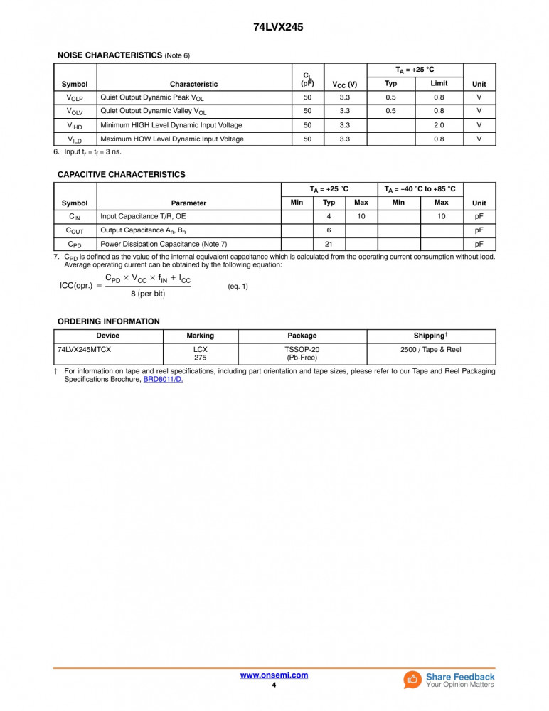 74LVX245 datasheet page 4