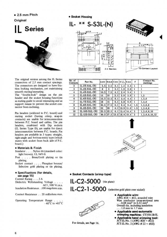 JAE IL Series connector technical document page 1