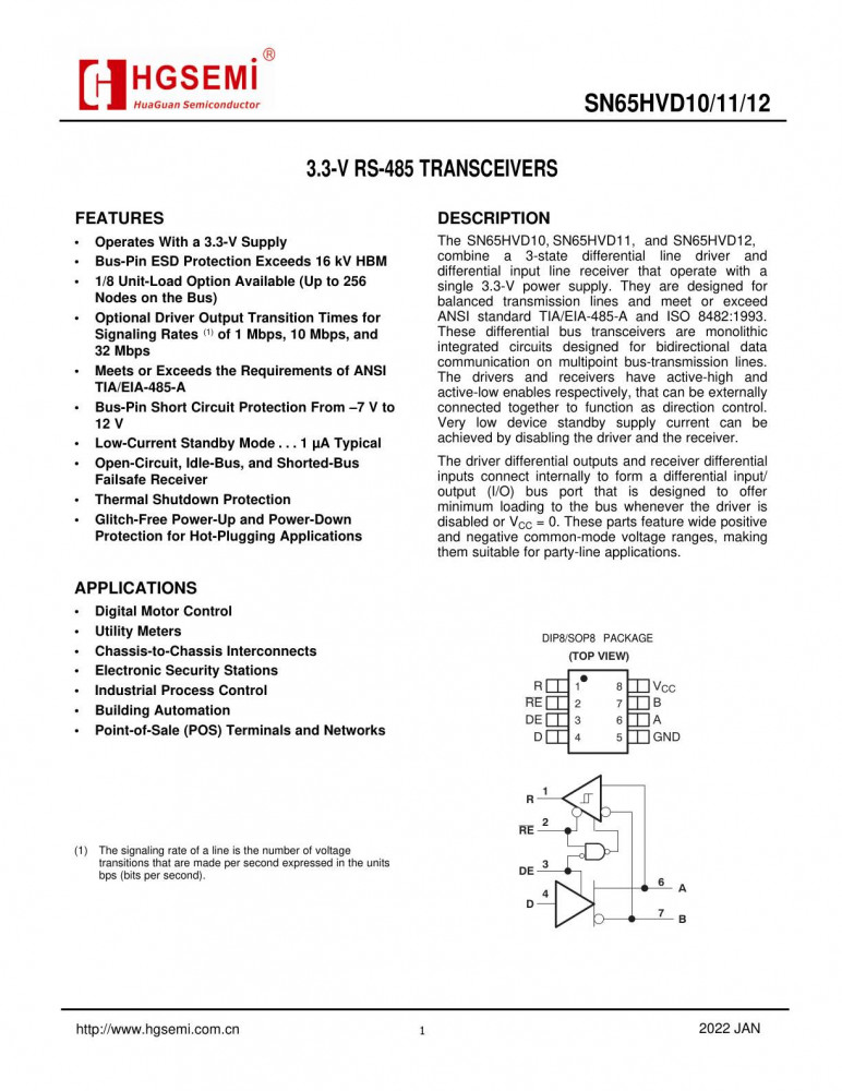 SN65HVD11EIM/TR datasheet page 1